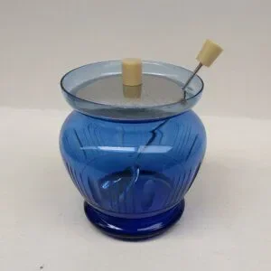 Mustard Jar | Dining | Vintage 95s Cobalt Glass Etched Threepiece ...
